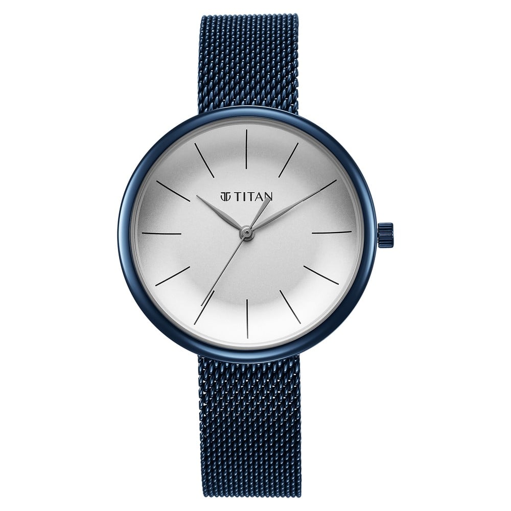 Buy Online Titan Slimline Quartz Analog White Dial Blue Stainless Steel ...