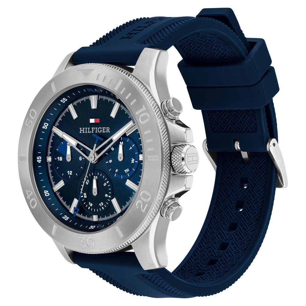 Buy Online Tommy Hilfiger Quartz Multifunction Blue Dial Blue Silicone ...