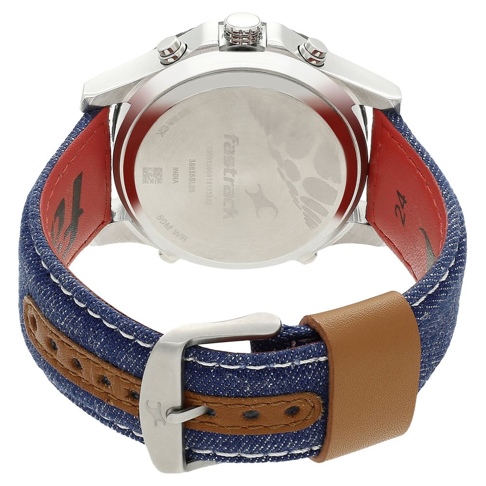 Buy Online Fastrack Denim Quartz Analog Digital Blue Dial Denim Strap ...