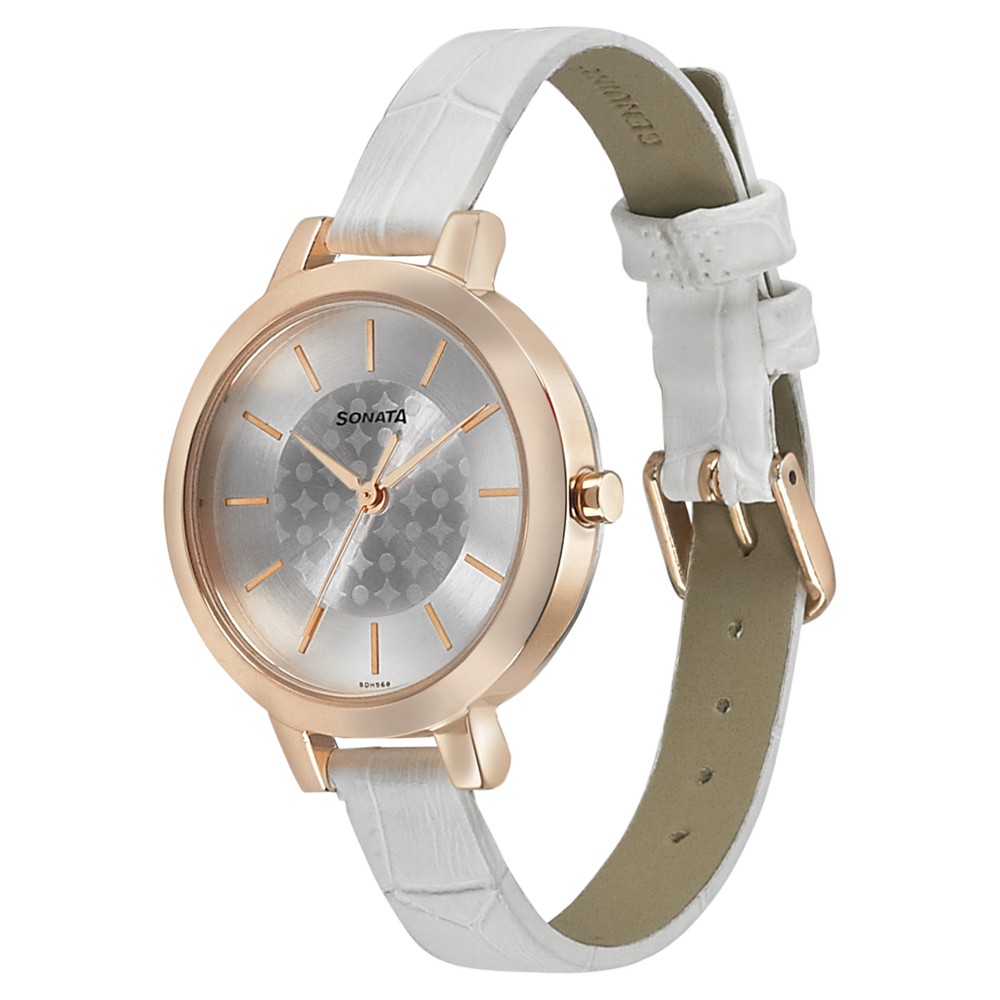 Buy Online Sonata Blush Silver Dial Women Watch With Leather Strap ...