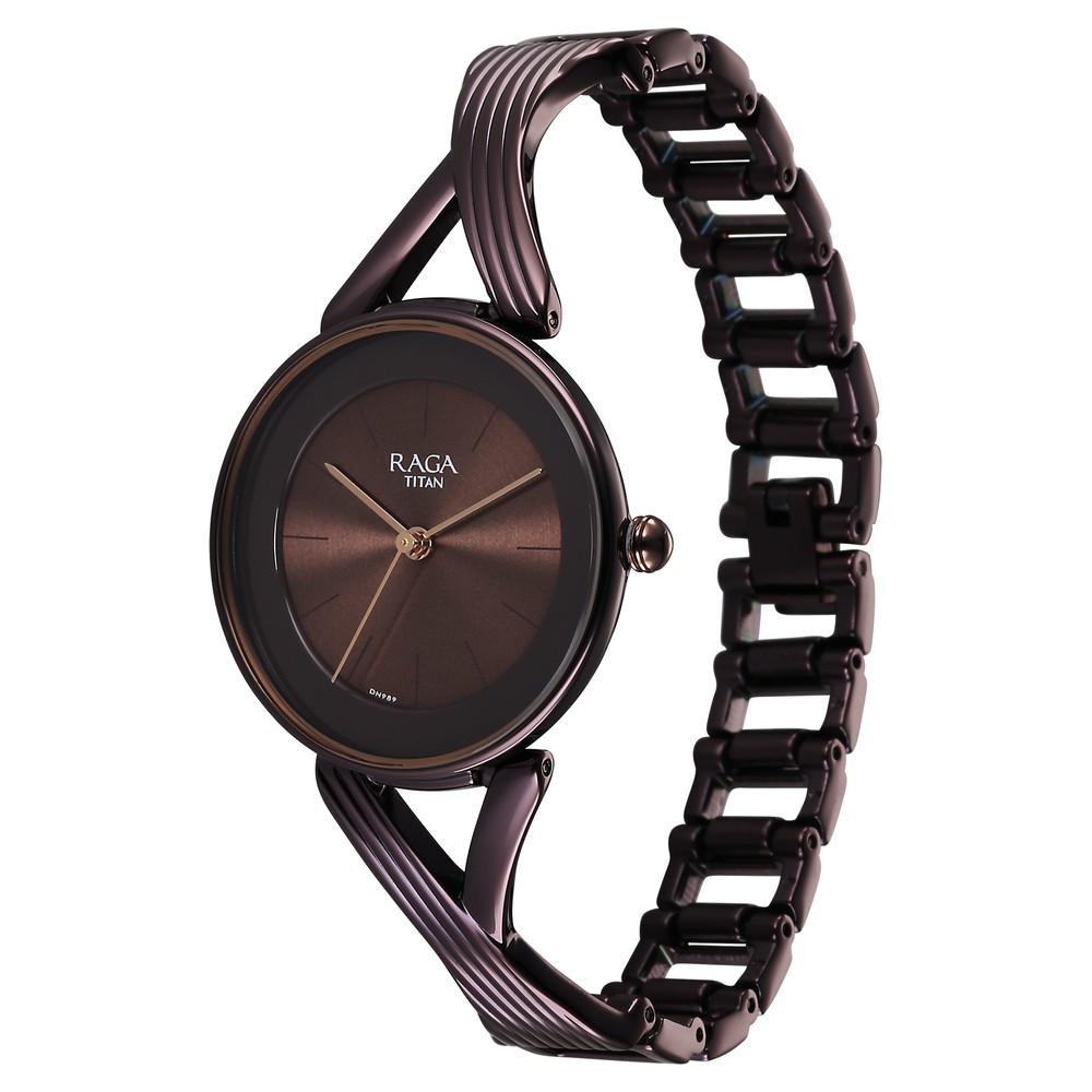 Buy Online Titan Raga Chic Quartz Analog Brown Dial Metal Strap Watch ...