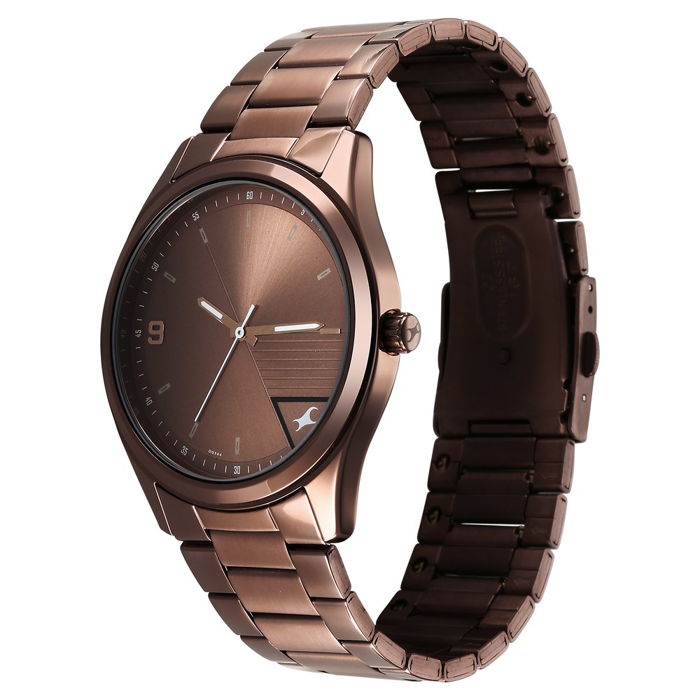 Buy Online Fastrack Stunners Quartz Analog Brown Dial Brown Metal Strap ...