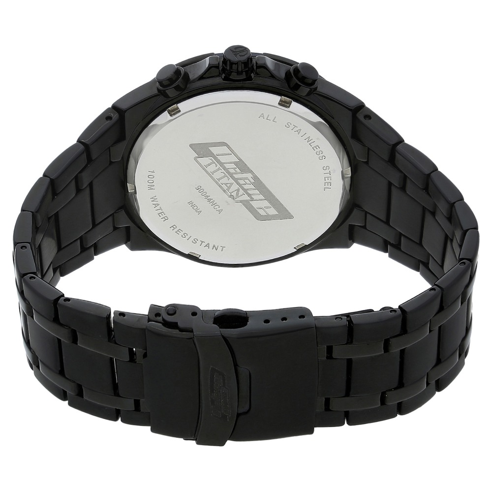 Buy Online Titan Quartz Chronograph Black Dial Stainless Steel Strap ...