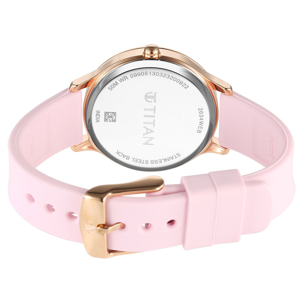 Buy Online Titan Purple Glam It Up Pink Dial Analog with Date Silicone ...