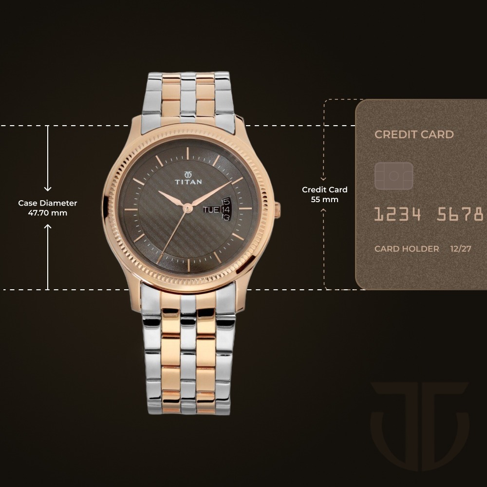 Buy Online Titan Brown Dial Analog with Day and Date Stainless Steel ...