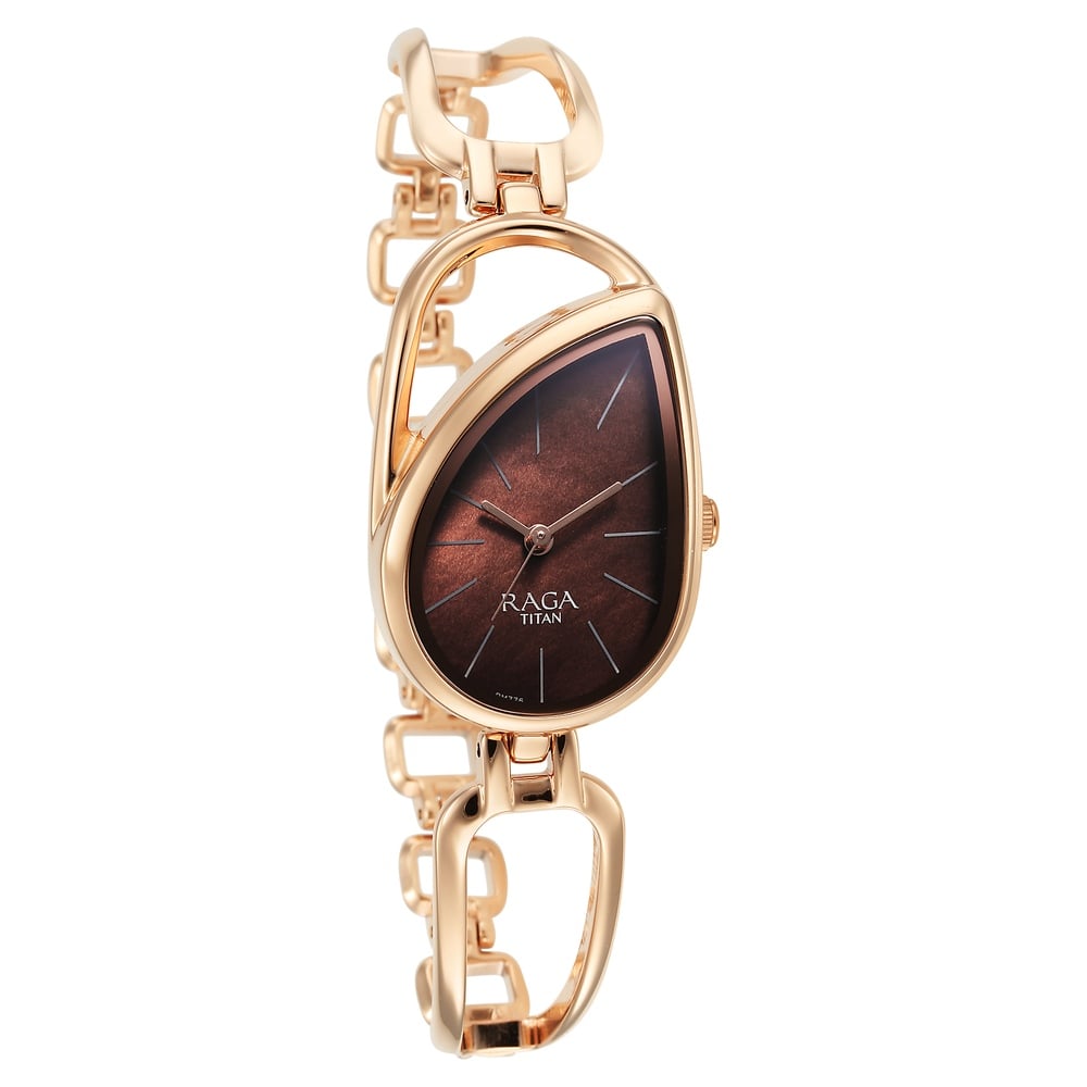 Buy Online Titan Raga Chic Quartz Analog Brown Dial Rose Gold Metal ...