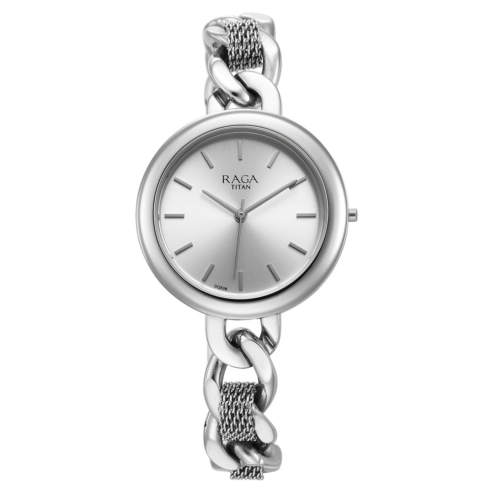 Buy Online Titan Raga Showstopper Quartz Analog Silver Dial Metal Strap ...