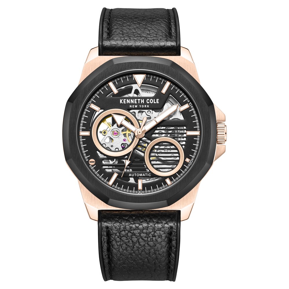 Buy Online Kenneth Cole Automatic Black dial Leather Strap Watch for ...