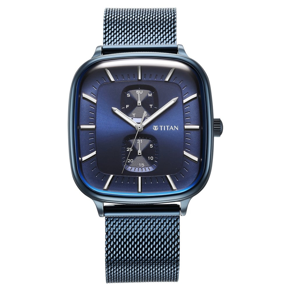Buy Online Titan Avant Garde Blue Dial Quartz Multifunction Stainless ...