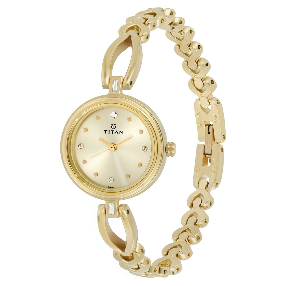 Buy Online Titan Quartz Analog Champagne Dial Metal Strap Watch for ...