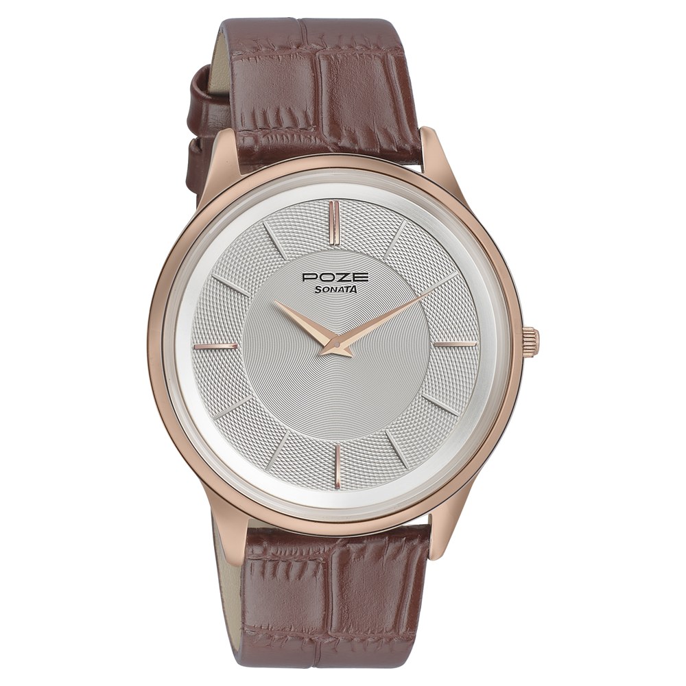 Buy Online Poze by Sonata Quartz Analog White Dial Leather Strap Watch ...