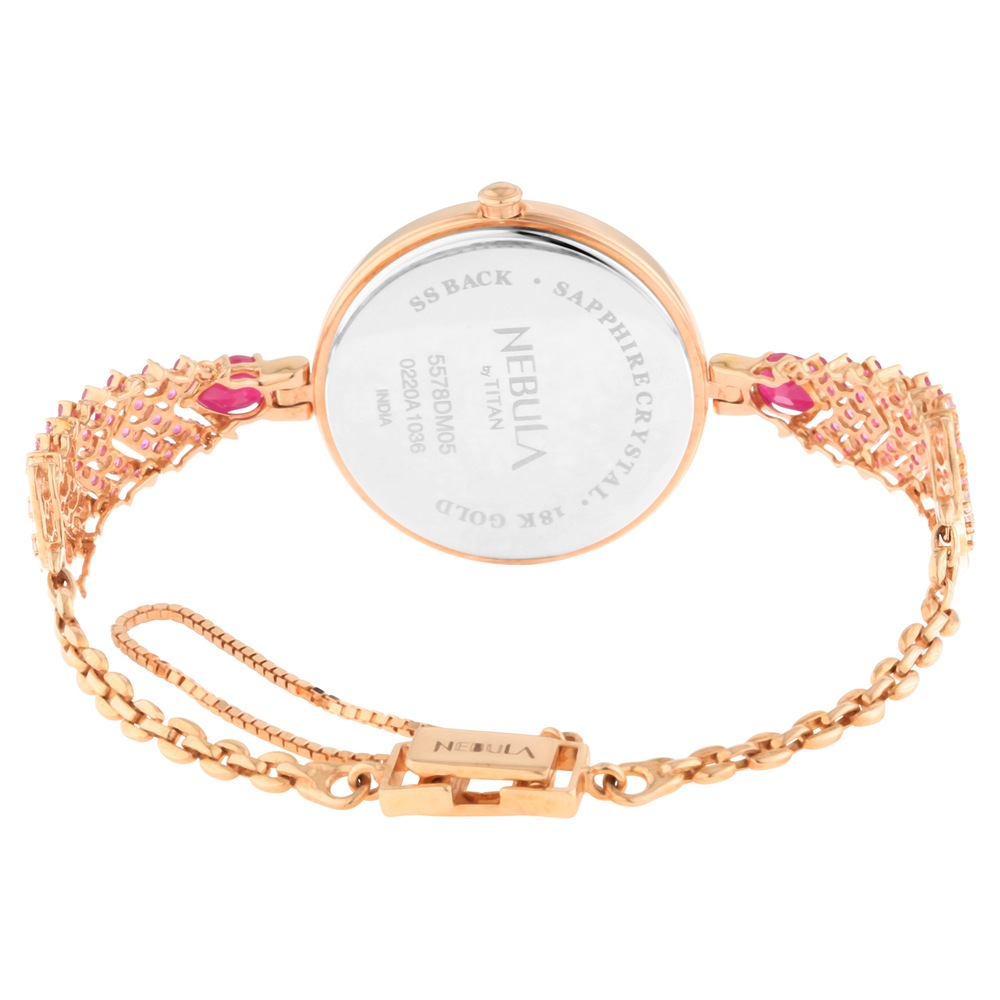 Buy Online Titan Nebula Ashvi 18k Solid Pink Gold Analog with Diamond ...