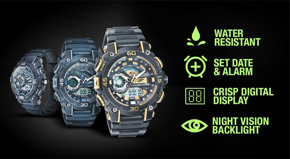 Buy Online SF Quartz Analog Digital Grey Dial PU Strap Watch for Men ...