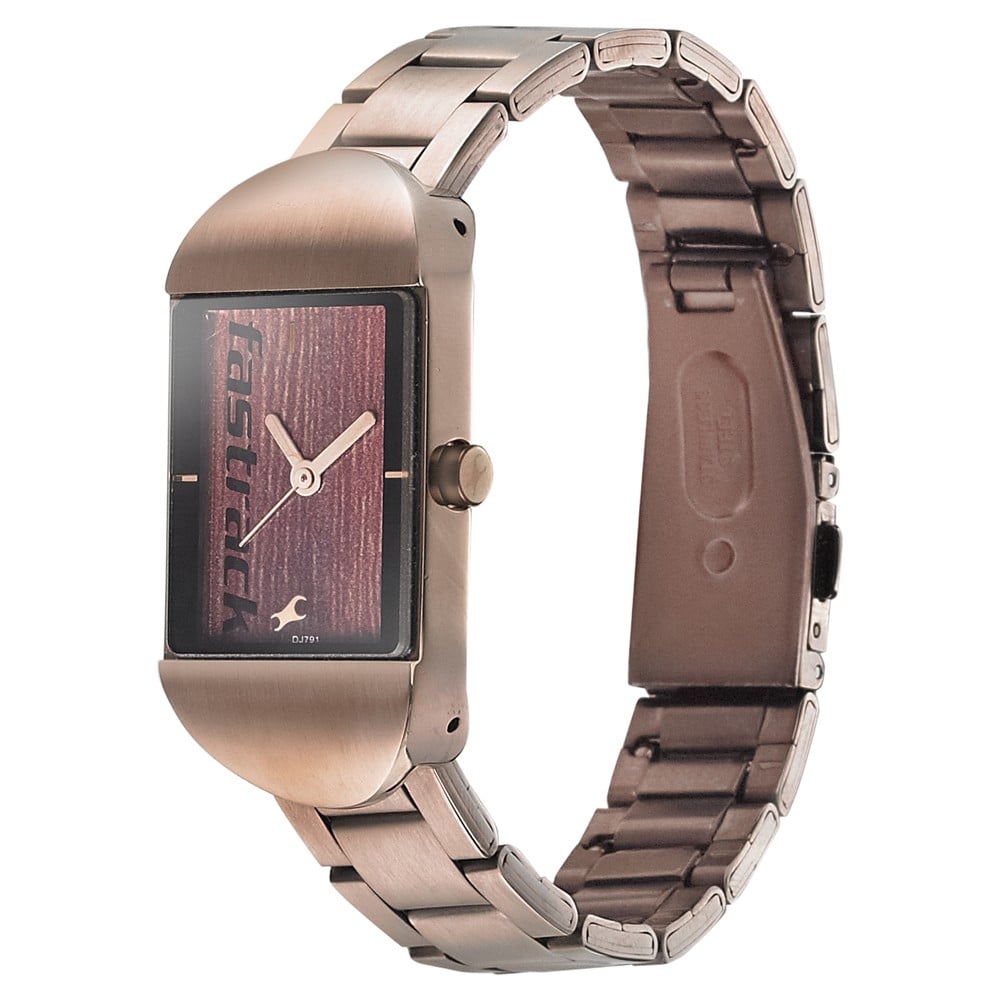 Buy Online Fastrack Go Skate Quartz Analog Brown Dial Stainless Steel ...