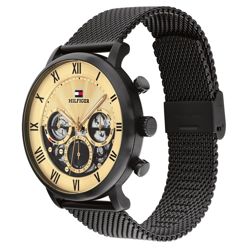 Buy Online Tommy Hilfiger Quartz Multifunction Golden dial Stainless ...