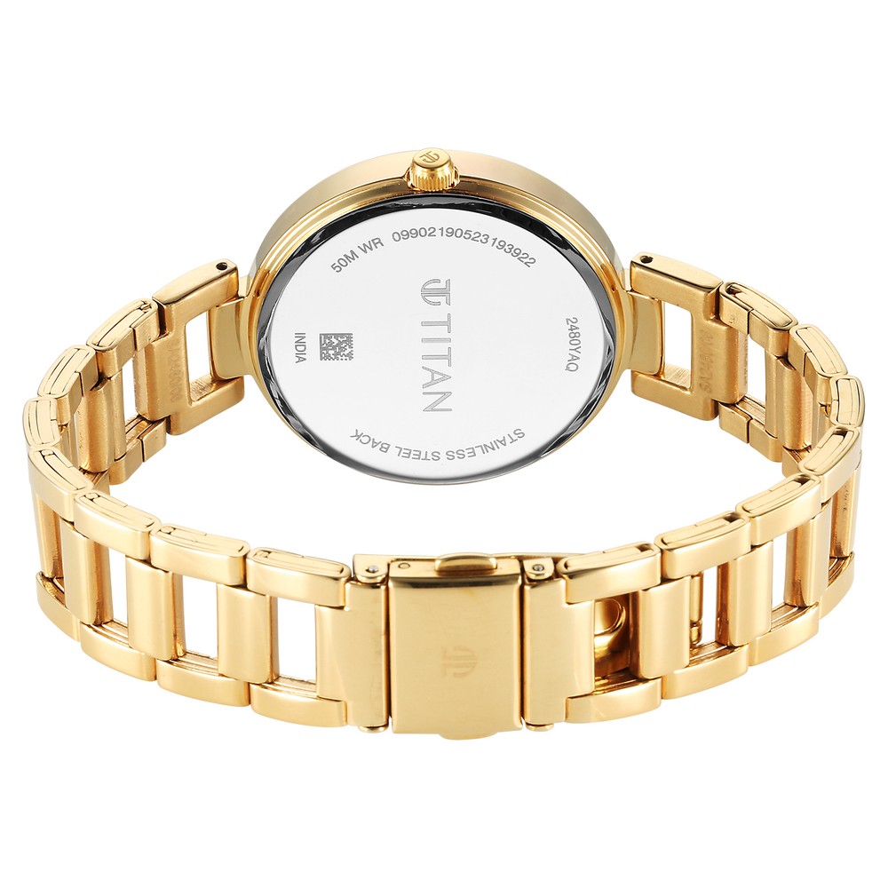 Buy Online Titan Workwear Quartz Analog White Dial Golden Stainless ...