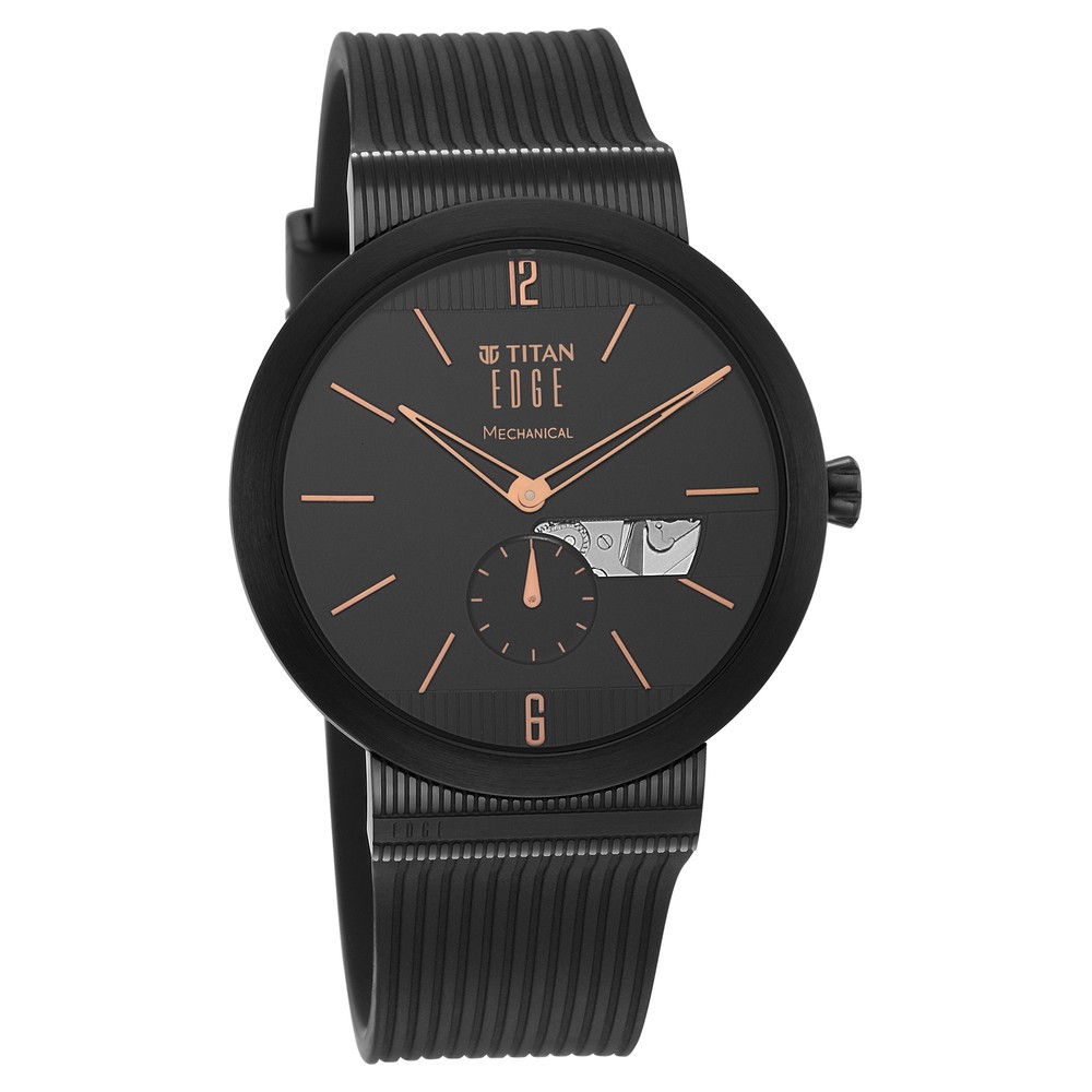 Buy Online Titan Edge Mechanical Black Dial Mechanical Strap Watch for ...
