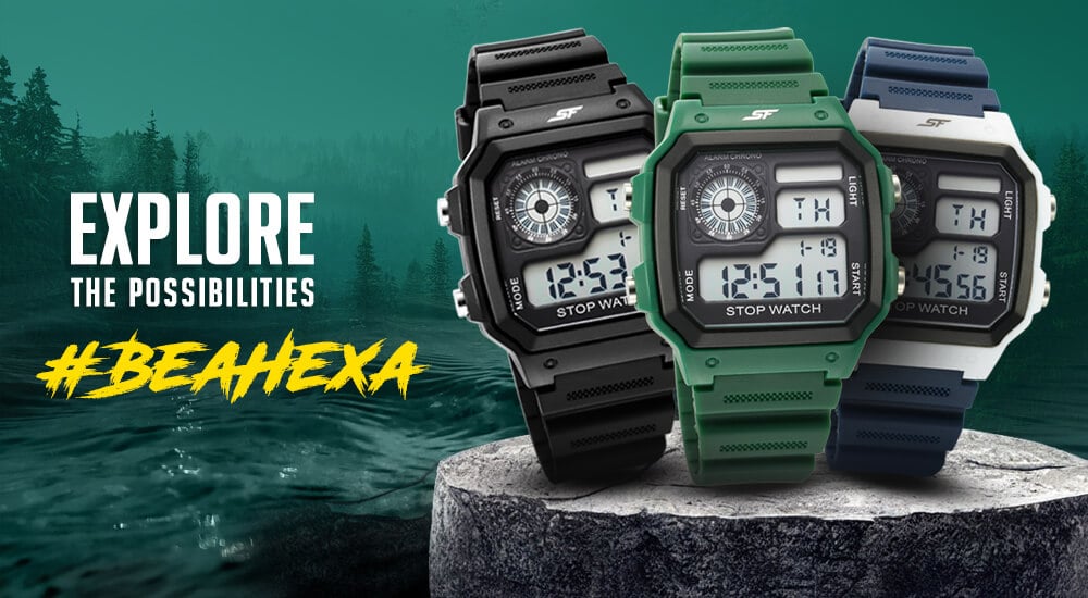 Buy Online SF Hexa Digital Dial Unisex Watch With Polyurethane Strap ...