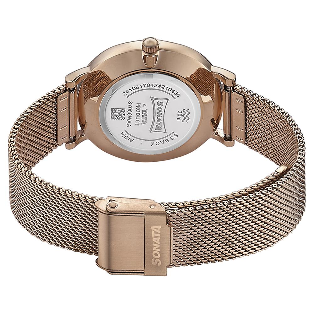 Buy Online Sonata Quartz Analog White Dial Rose Gold Stainless Steel ...