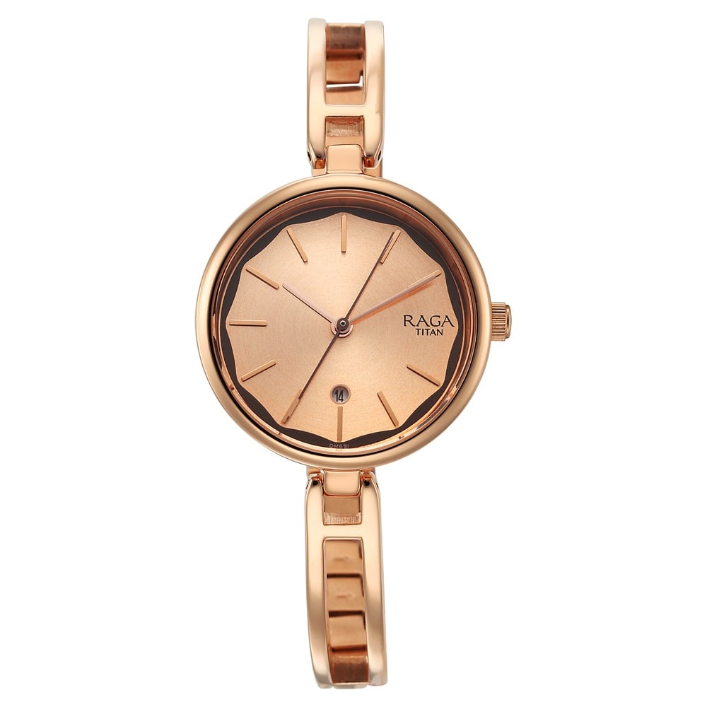 Buy Online Titan Raga Viva White Dial Analog with Date Metal Strap ...