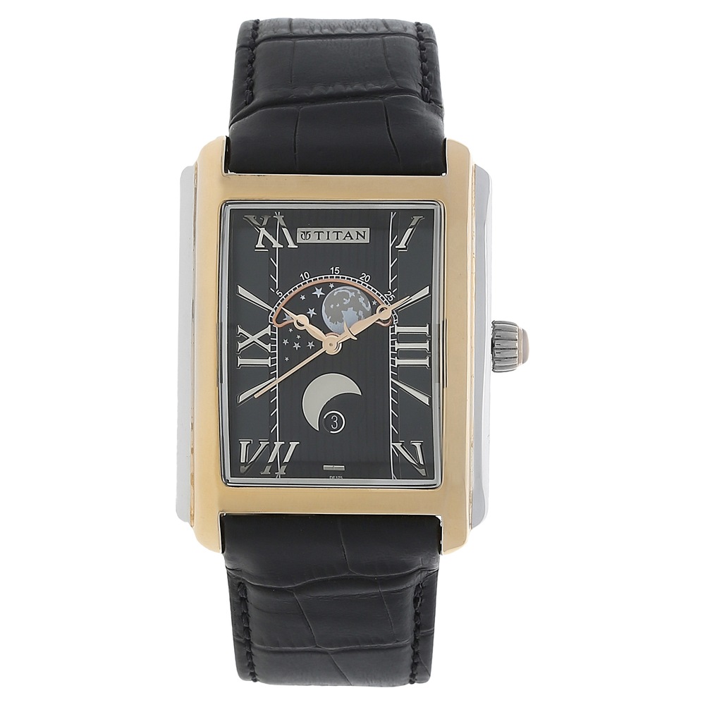 Buy Online Titan Moonphase Black Dial Stainless Steel Strap watch for ...