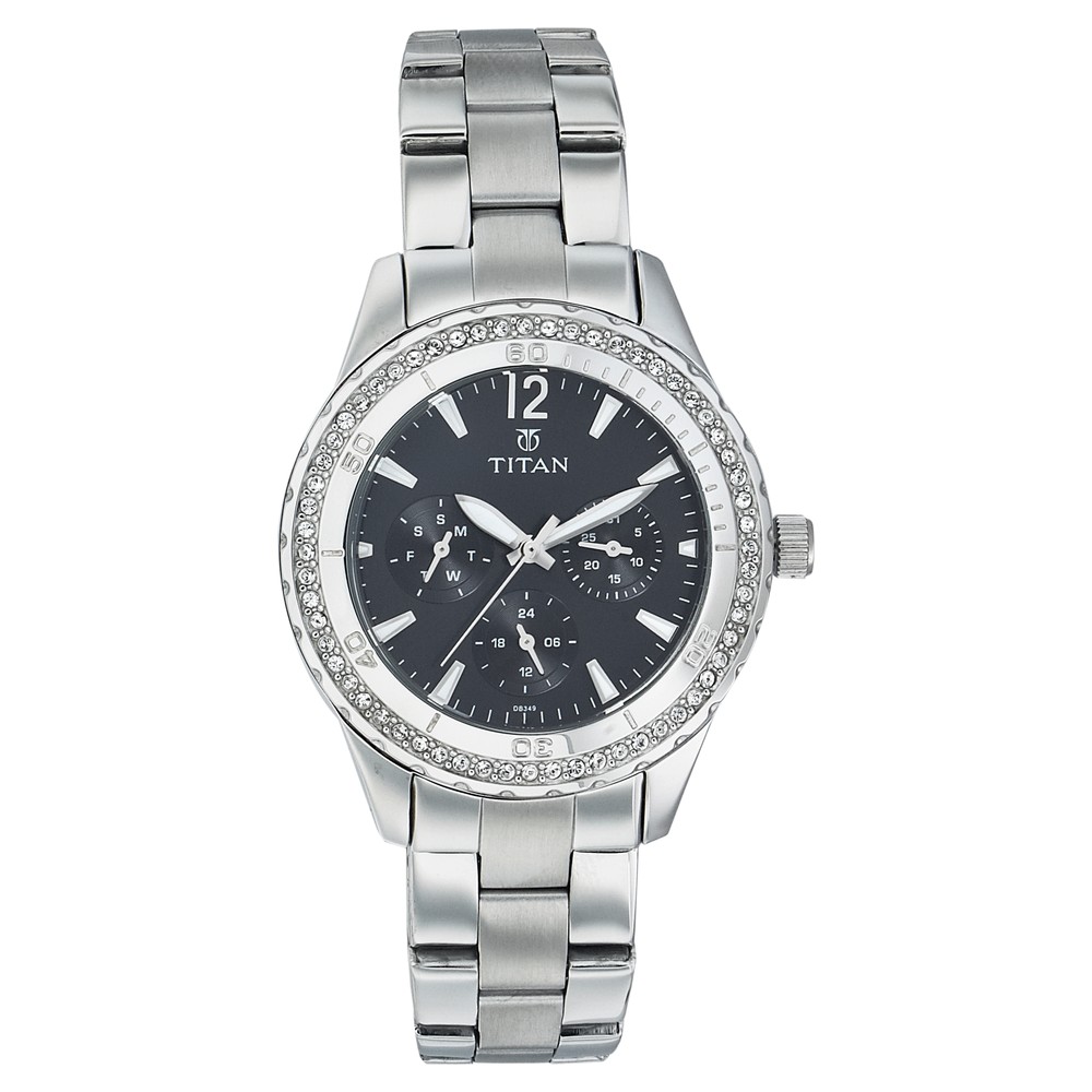 Buy Online Titan Quartz Analog Black Dial Watch for Women - 9829sm04 ...