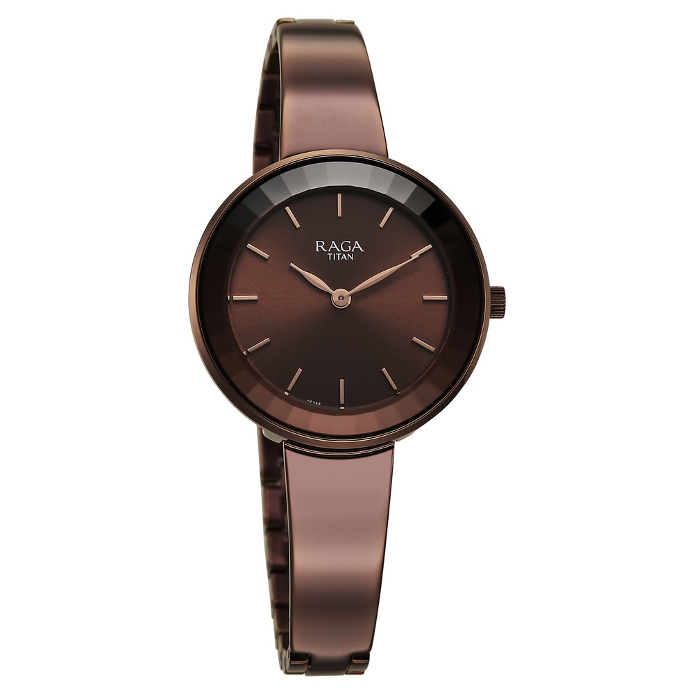 Buy Online Titan Raga Showstopper Quartz Analog Brown Dial Metal Strap ...