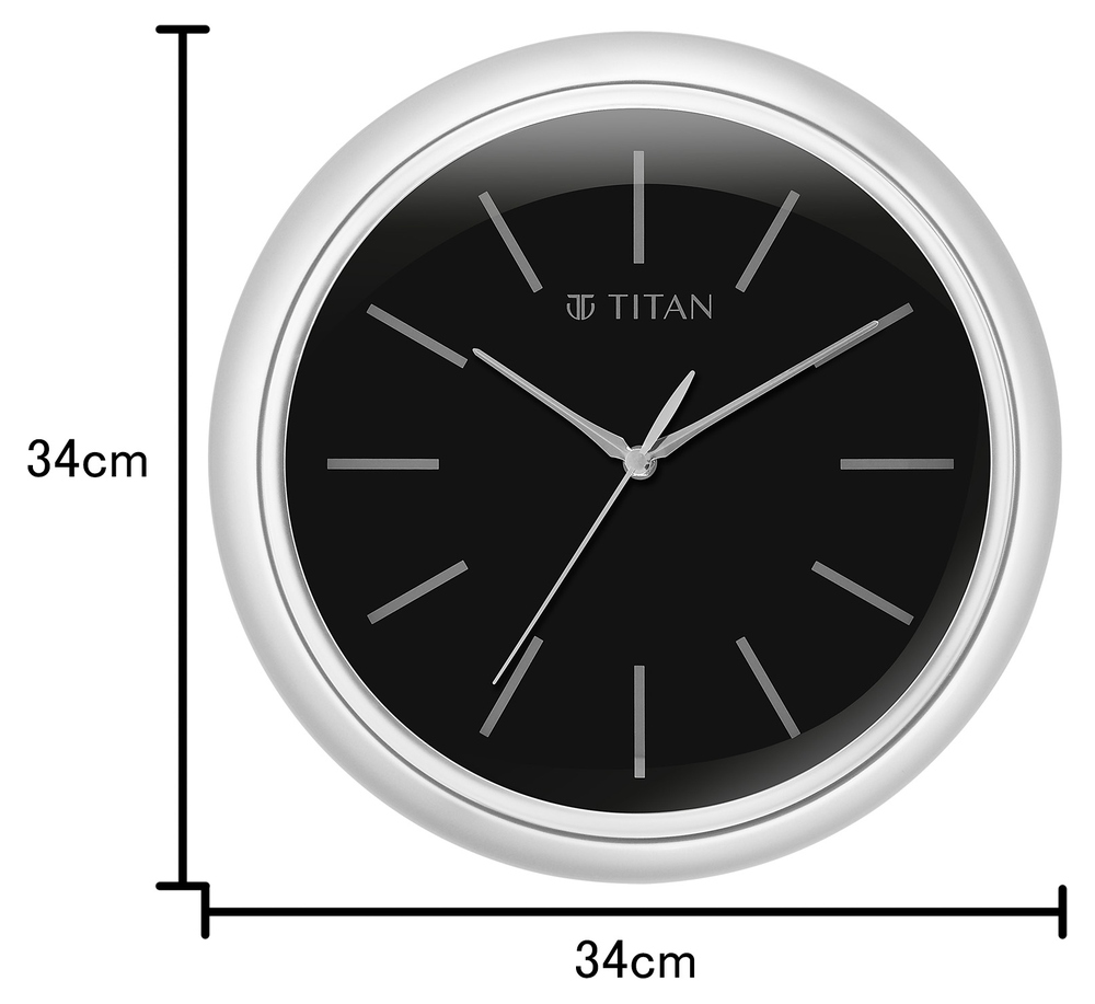 Buy Online Titan Classic Balck Colour Wall Clock with Silent Sweep 34 x ...
