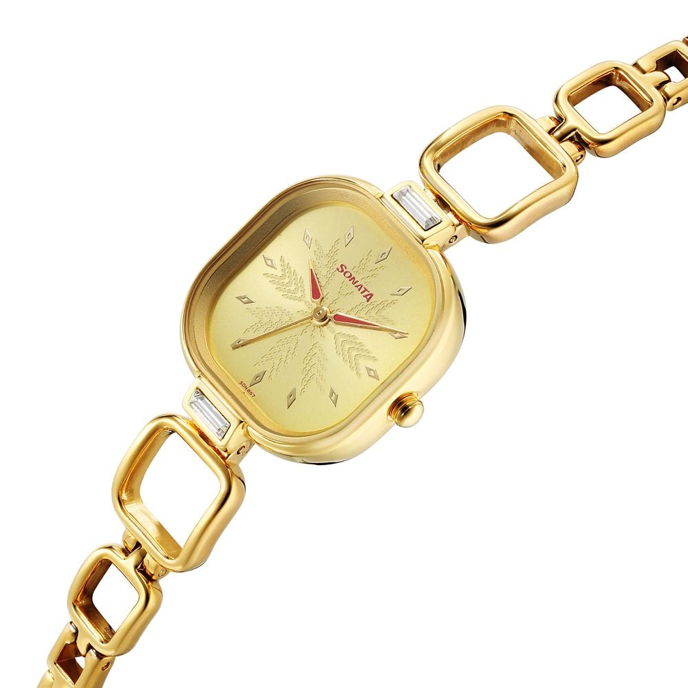 Buy Online Sonata Wedding Quartz Analog Champagne Dial Metal Strap ...