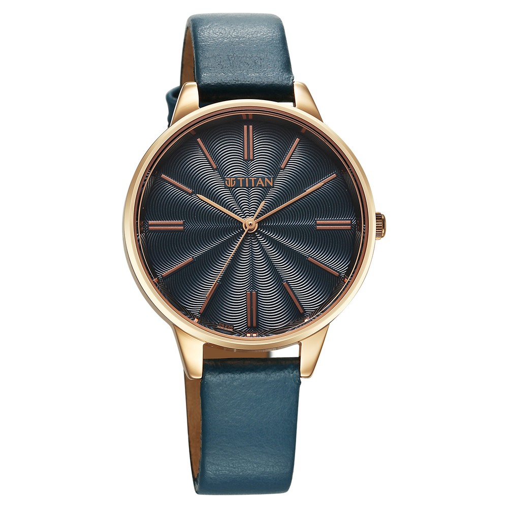 Buy Online Titan Neo Quartz Analog Blue Dial Leather Strap Watch For ...