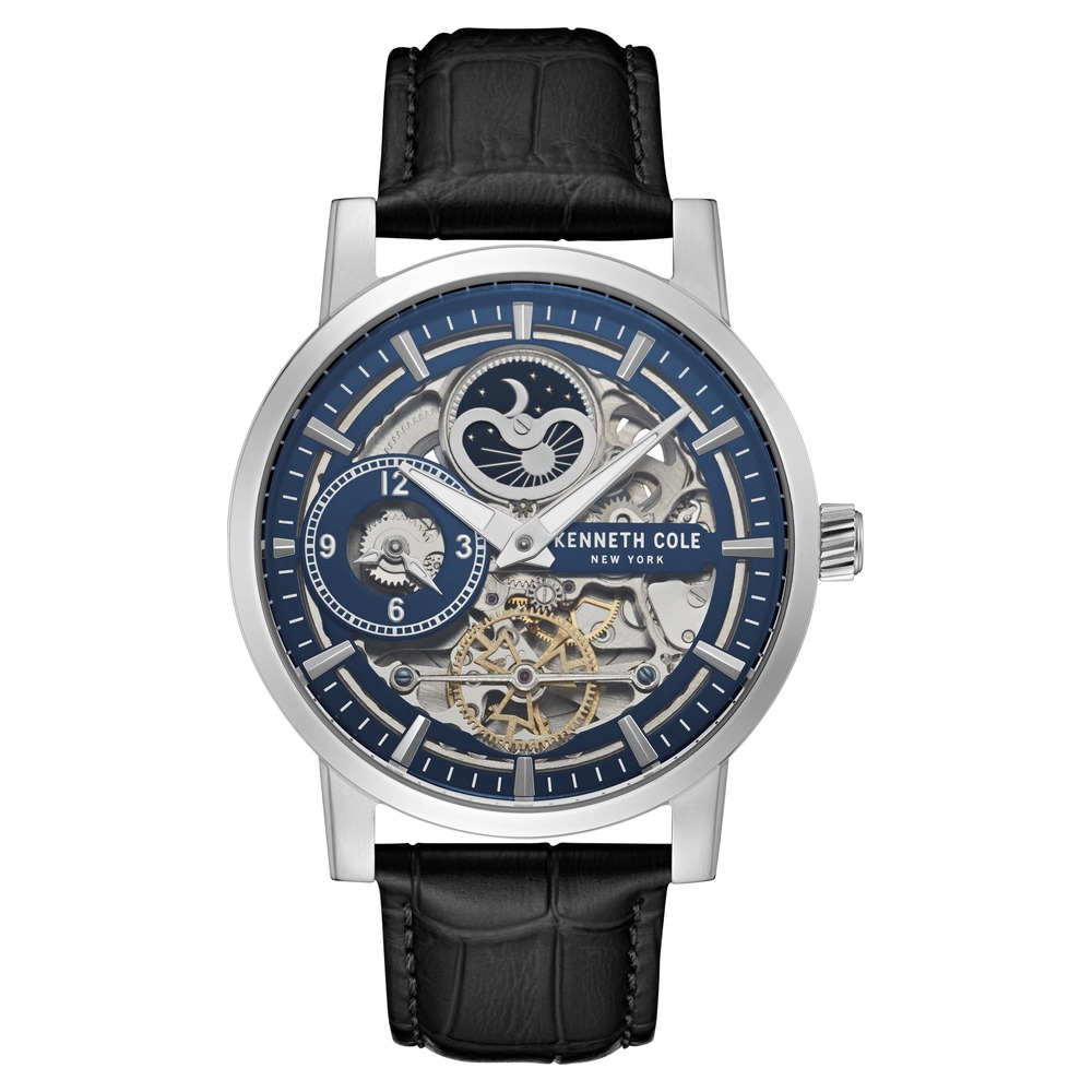 Buy Online Kenneth Cole Quartz Multifunction Blue Dial Leather Strap ...