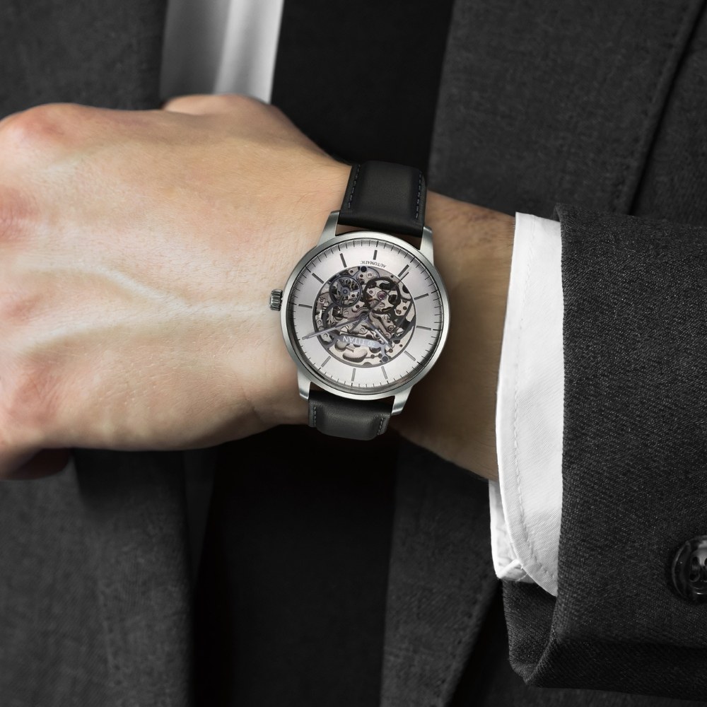 Buy Online Titan Automatic Color Upgrade Silver Dial Grey Leather Strap ...