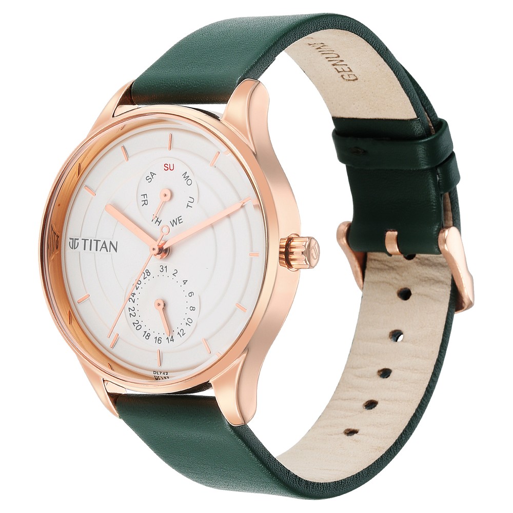 Buy Online Titan Neo Workdays Silver Dial Quartz Multifunction Leather ...