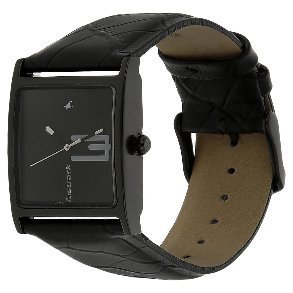 Buy Online Fastrack Quartz Analog Black Dial Leather Strap Watch for ...
