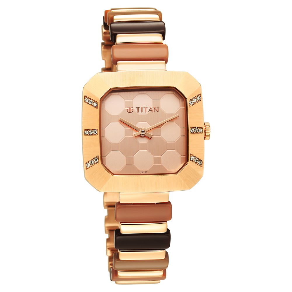 Buy Online Titan Glitz Rose Gold Dial Analog Metal Strap watch for ...