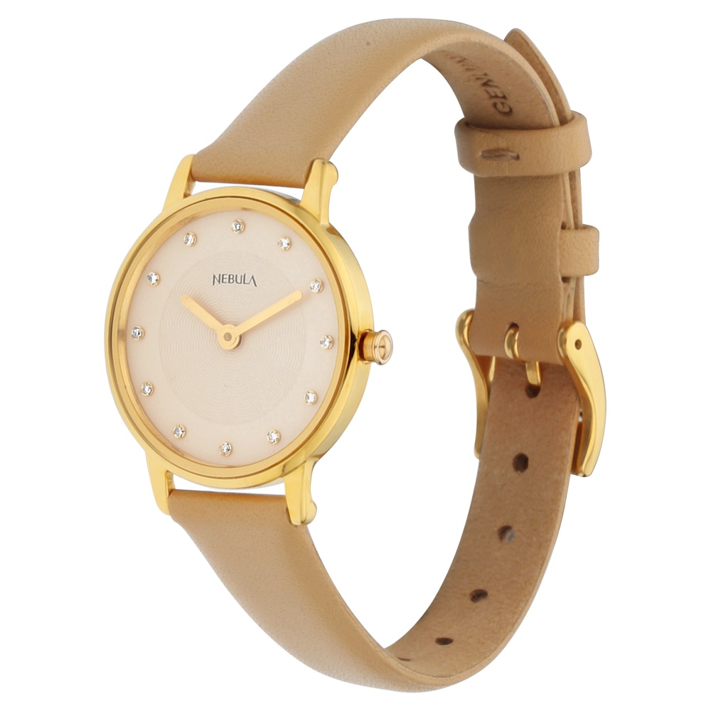 Buy Online Titan Nebula Lustre 18k Gold Analog Leather Strap Watch for ...