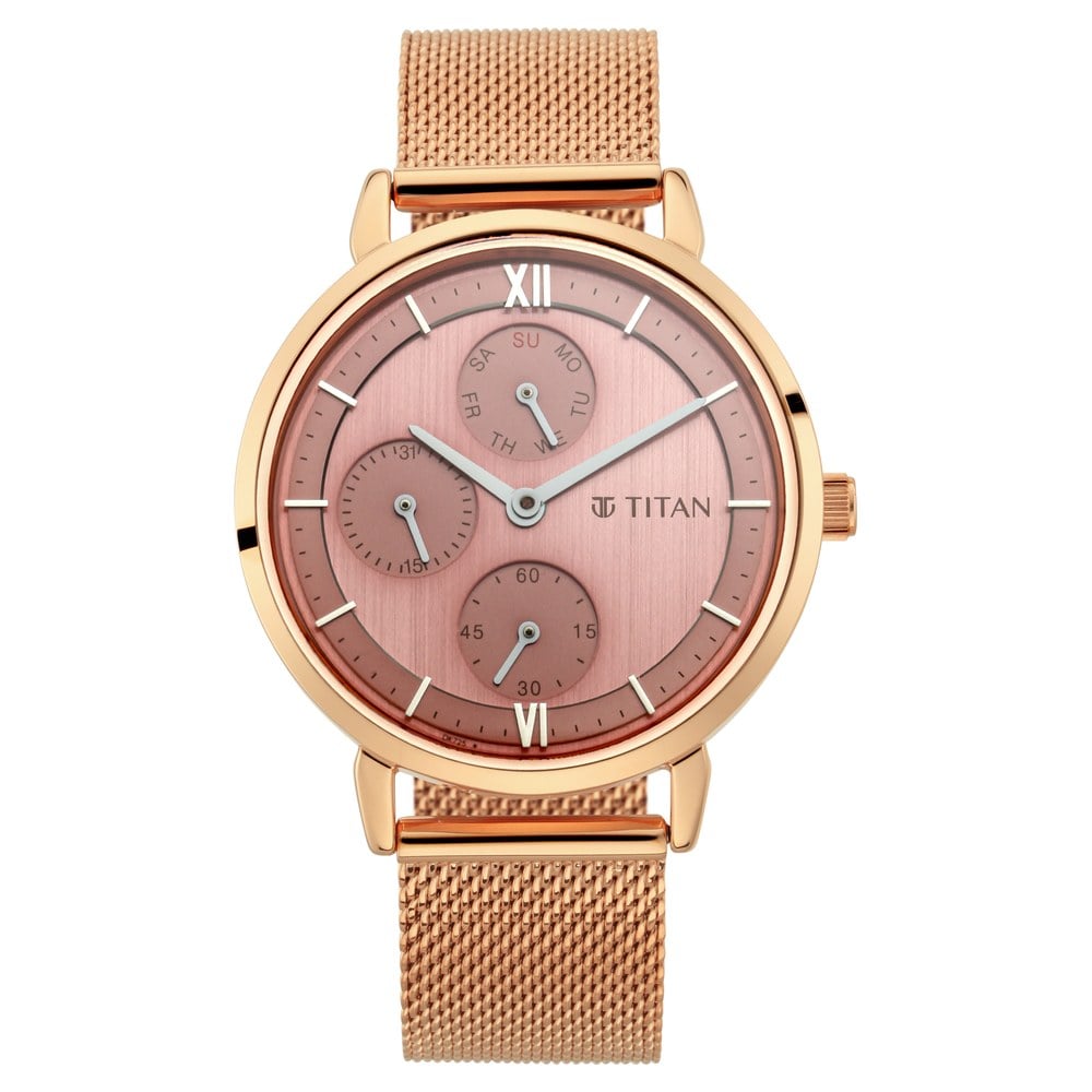 Buy Online Titan Workwear Rose Gold Dial Quartz Multifunction Metal ...