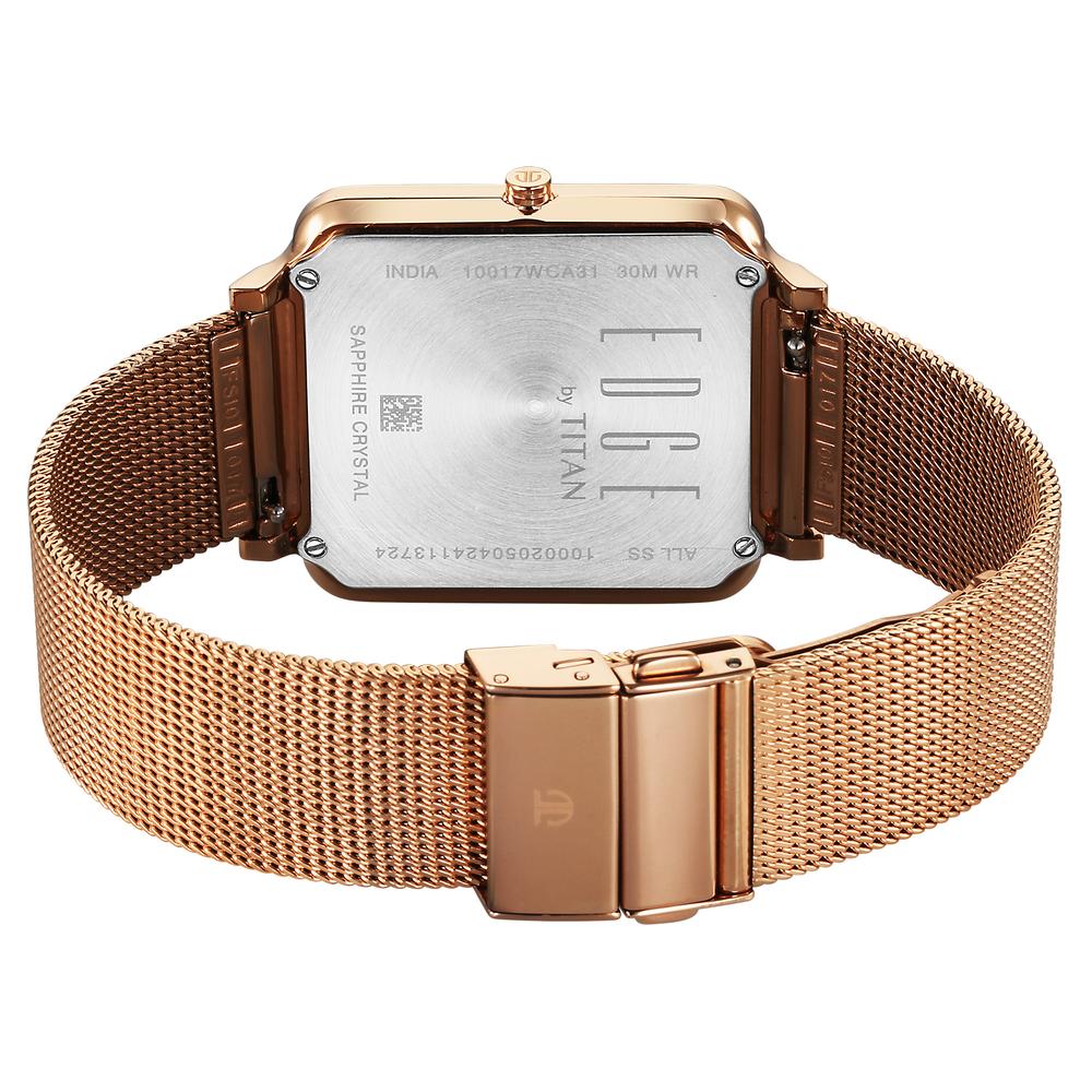 Buy Online Titan Edge Quad Quartz Analog White Dial With Rose Gold ...