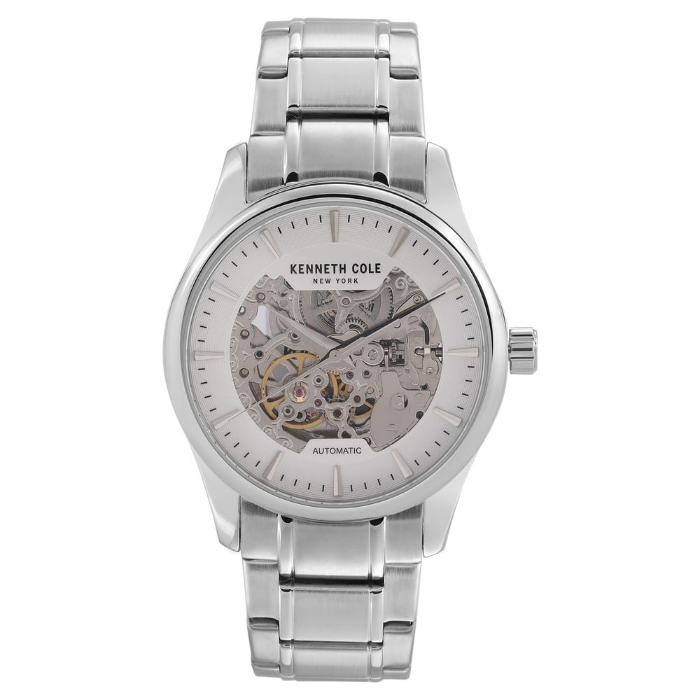 Buy Online Kenneth Cole Automatic Silver Dial Stainless Steel Strap ...
