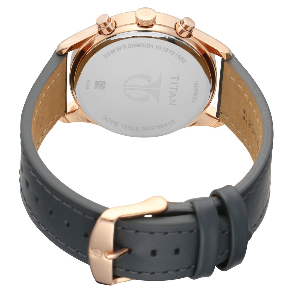 Buy Online Titan Workwear Grey Dial Quartz Multifunction Leather Strap ...