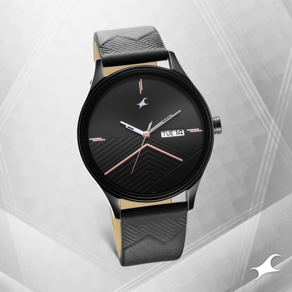 Buy Online Fastrack Style Up Black Dial Leather Strap Watch for Guys ...