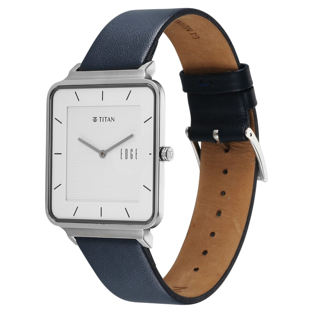 Buy Online Titan Edge Quad Quartz Analog White Dial With Blue Leather ...