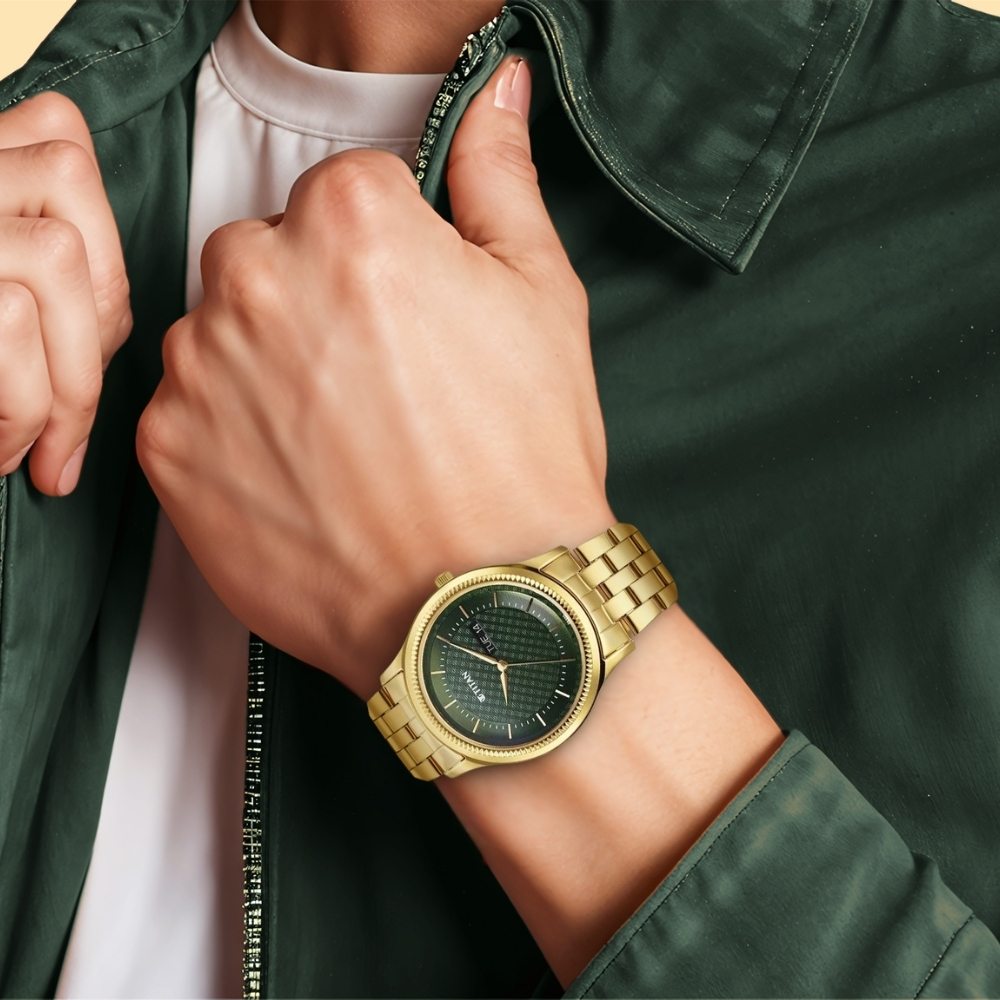 Buy Online Titan Karishma Quartz Analog with Day and Date Green Dial ...
