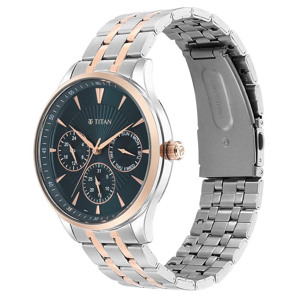 Buy Online Titan Opulent Blue Dial Quartz Multifunction Stainless Steel ...