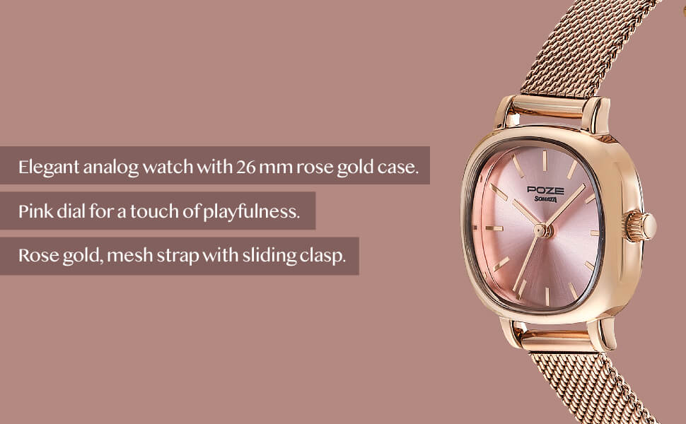 Buy Online Sonata Poze Quartz Analog Pink Dial Mesh Strap Watch for ...