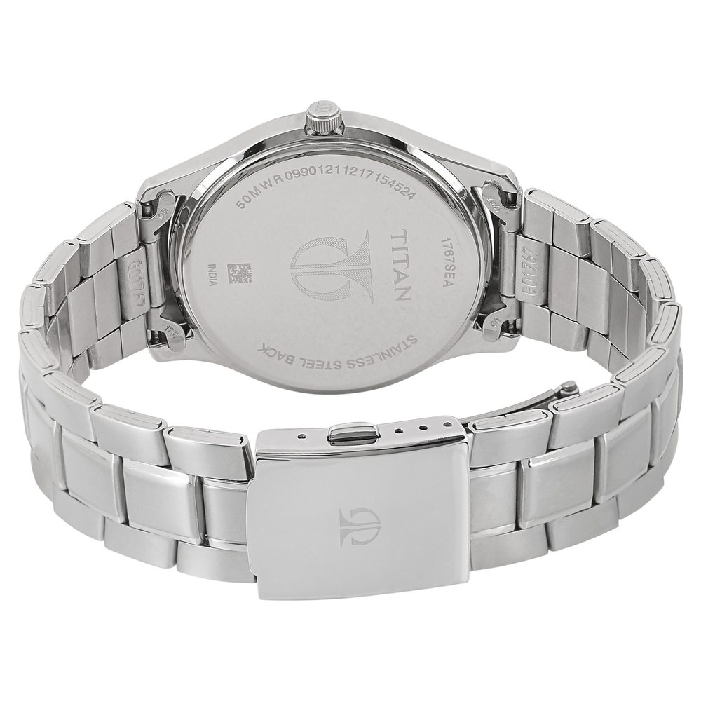 Buy Online Titan Workwear White Dial Analog with Day and Date Stainless ...