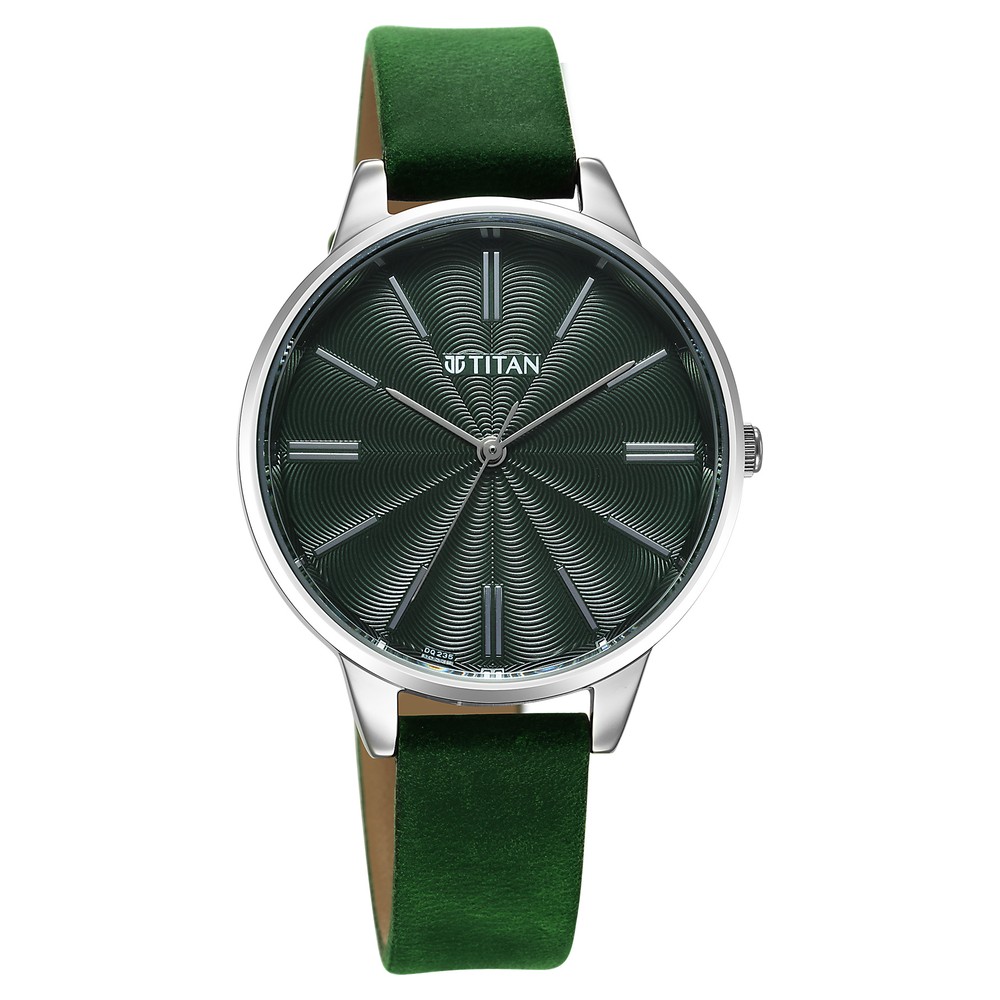 Buy Online Titan Neo Quartz Analog Green Dial Leather Strap Watch For ...