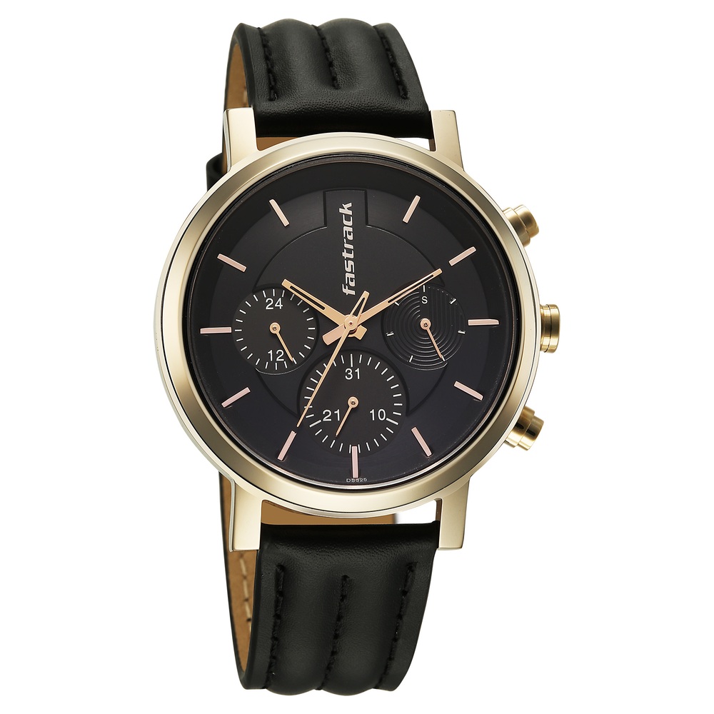 Buy Online Fastrack Chrome K Quartz Multifunction Black Dial Black ...