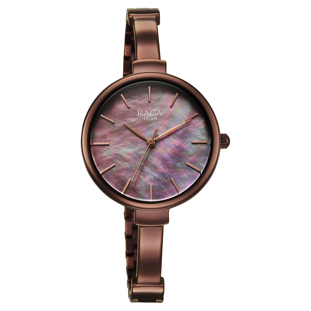 Buy Online Titan Raga Showstopper Quartz Analog Brown Dial Metal Strap ...