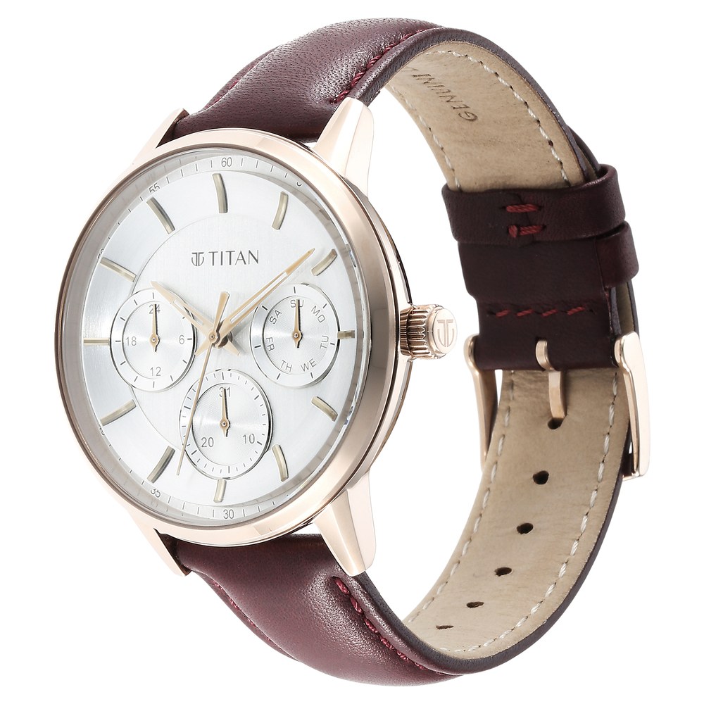Buy Online Titan Urban Magic Silver Dial Quartz Multifunction Leather ...